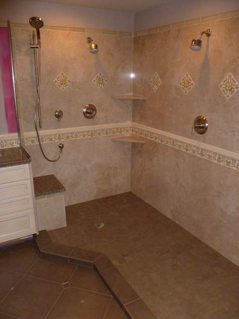 TruStone shower with tile accents - Traditional - Bathroom - Denver ...