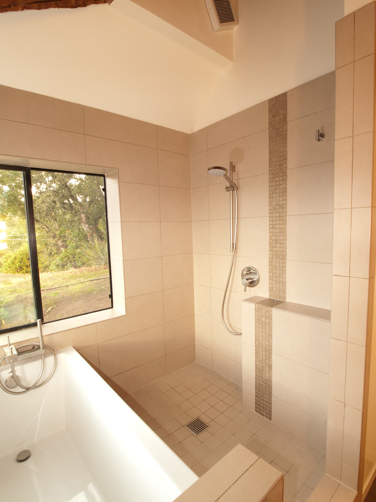 Tub inside walk in Shower - Transitional - Bathroom - San Francisco ...