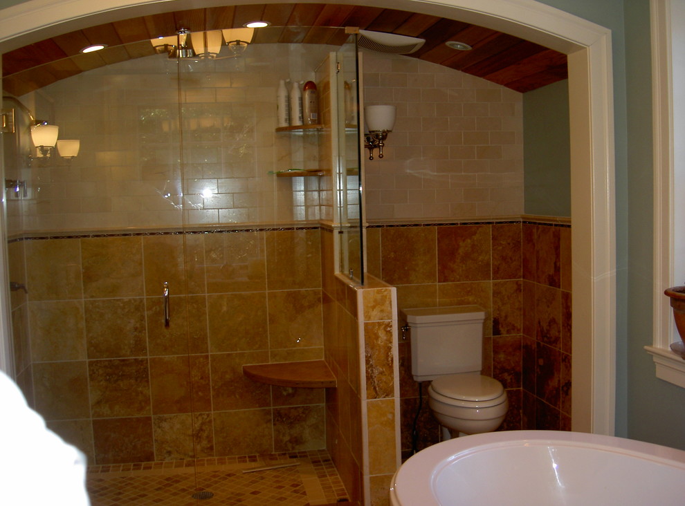 Tuscan Arched shower with water closet - Traditional - Bathroom ...