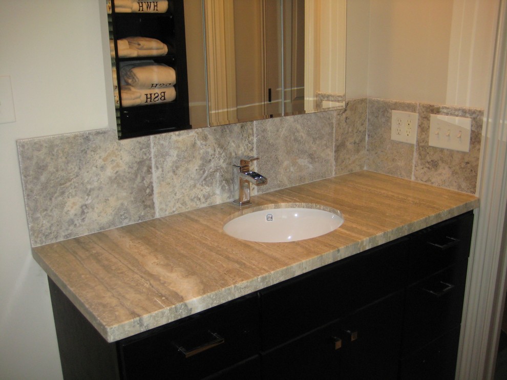 Vanity: Silver Travertine - Traditional - Bathroom - New Orleans - by ...