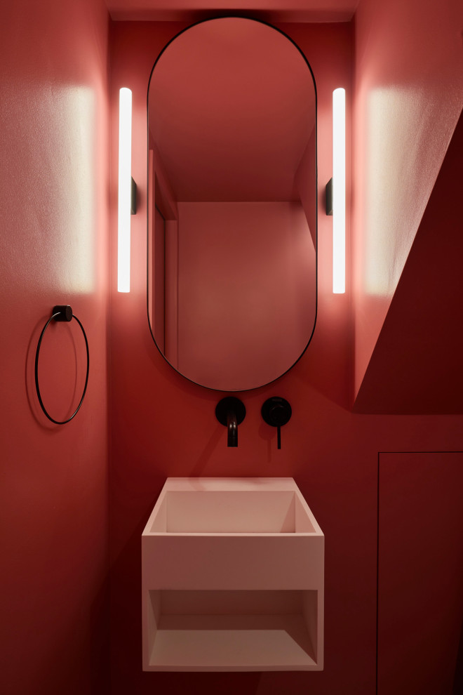 Walthamstow House Extension Pink Under stairs Cloakroom WC - Ecléctico ...