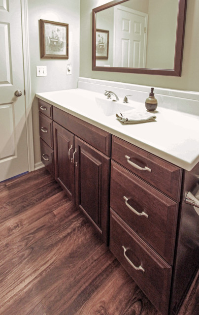 Waypoint Cherry Vanity with Alabaster Marble Countertop with Wave Bowl ...