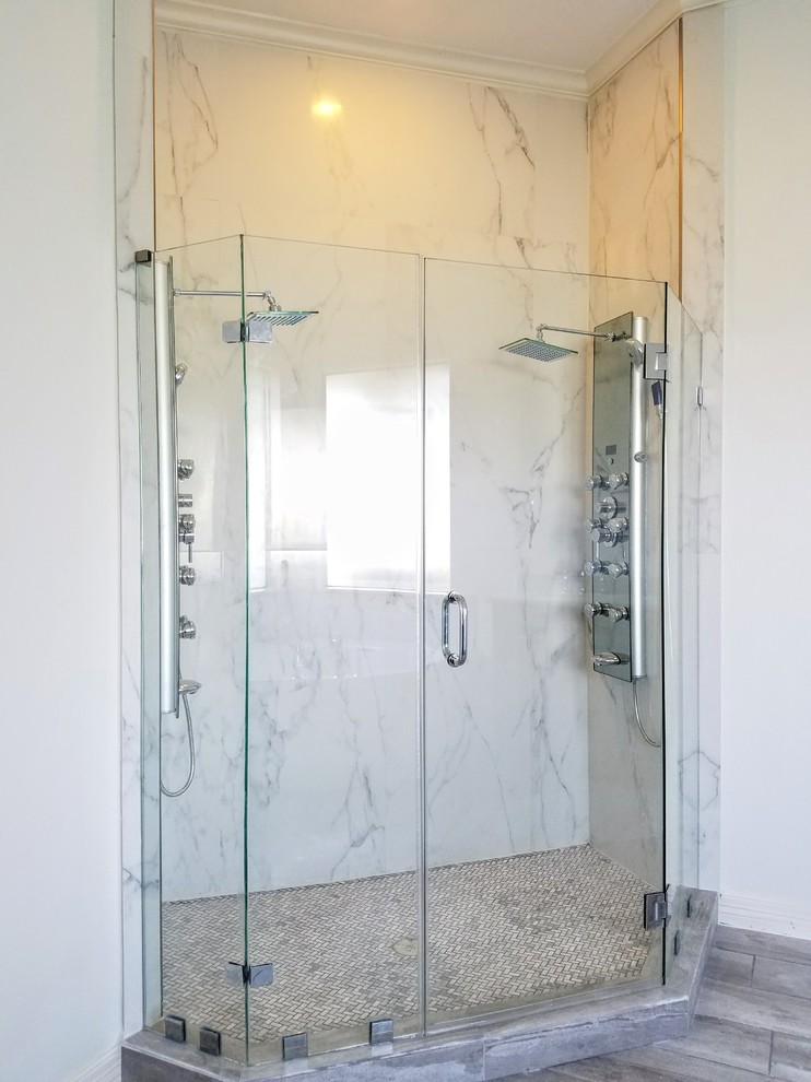 White and gray marvel- Kitchen & bath reno in Katy - Bathroom - Houston - by MHS CONSTRUCTION ...