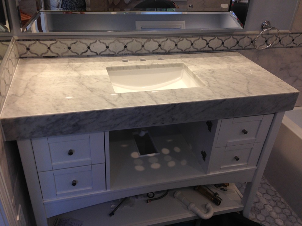 White Carrara vanity with apron front! - Modern - Bathroom - Boston ...