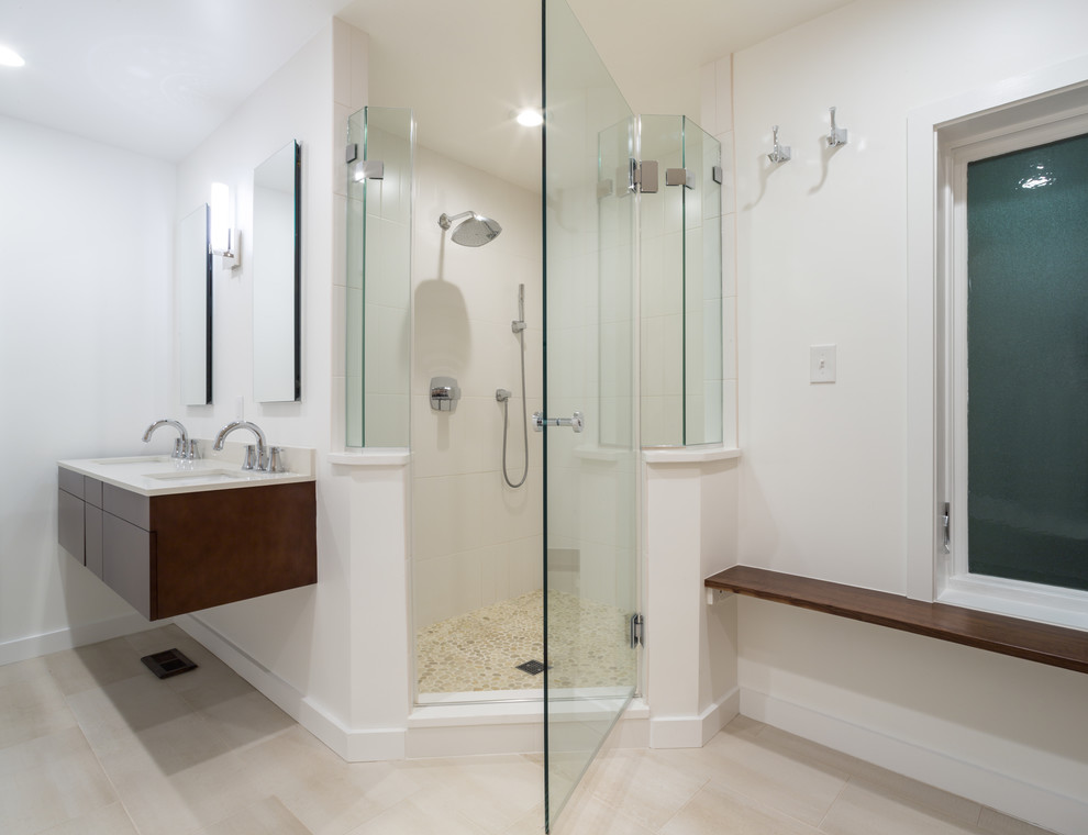 White Linen Quartz Bathroom Countertops - Contemporary - Bathroom - DC ...