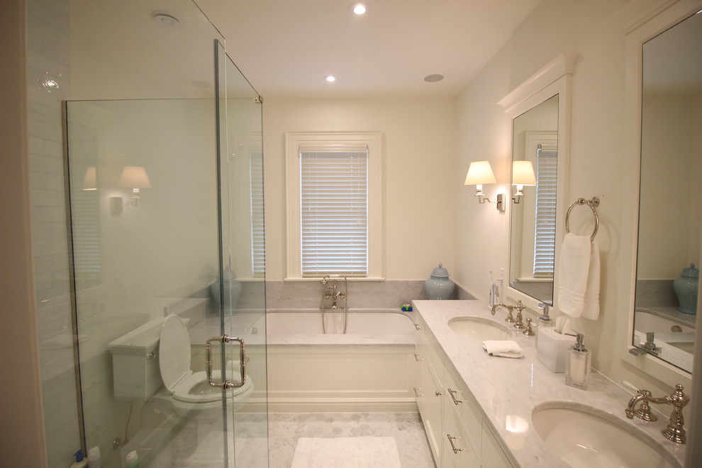 White Master Bathroom - Lattingtown - Transitional - Bathroom - New ...
