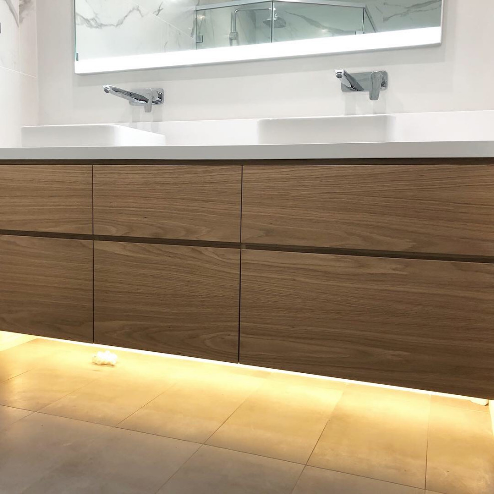 White Oak Floating Vanity - Contemporary - Bathroom - Los Angeles - by ...