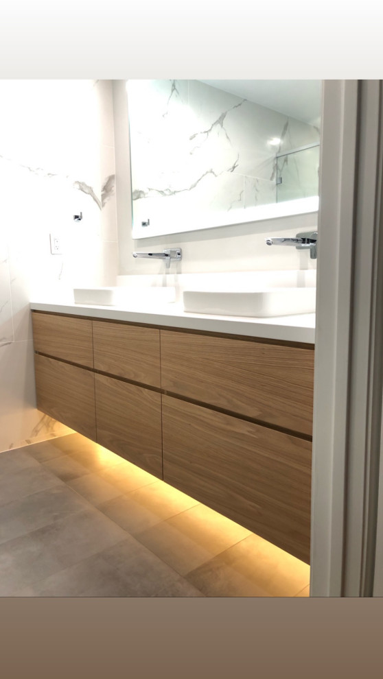 White Oak Floating Vanity - Contemporary - Bathroom - Los Angeles - by ...