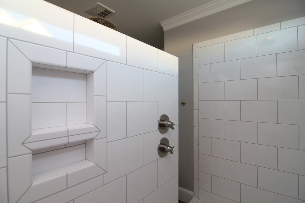White Tile Shower - Contemporary - Bathroom - Raleigh - by Stanton ...