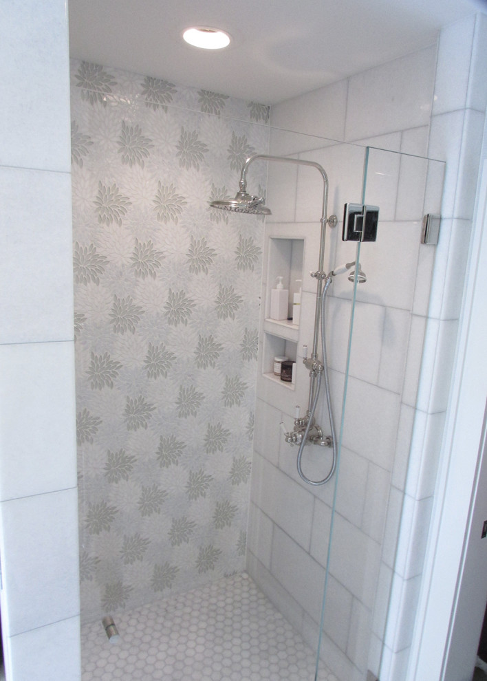 White Tiled Shower with Accent Wall - Bathroom - Other - by Exact Tile ...