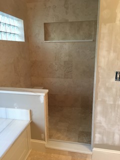 WIP: Walk-in Shower with Built-in Ledge - Traditional - Bathroom ...