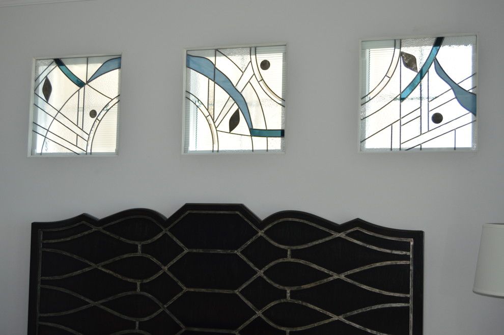 abstract textured stained glass triplet - Contemporary - Bedroom ...