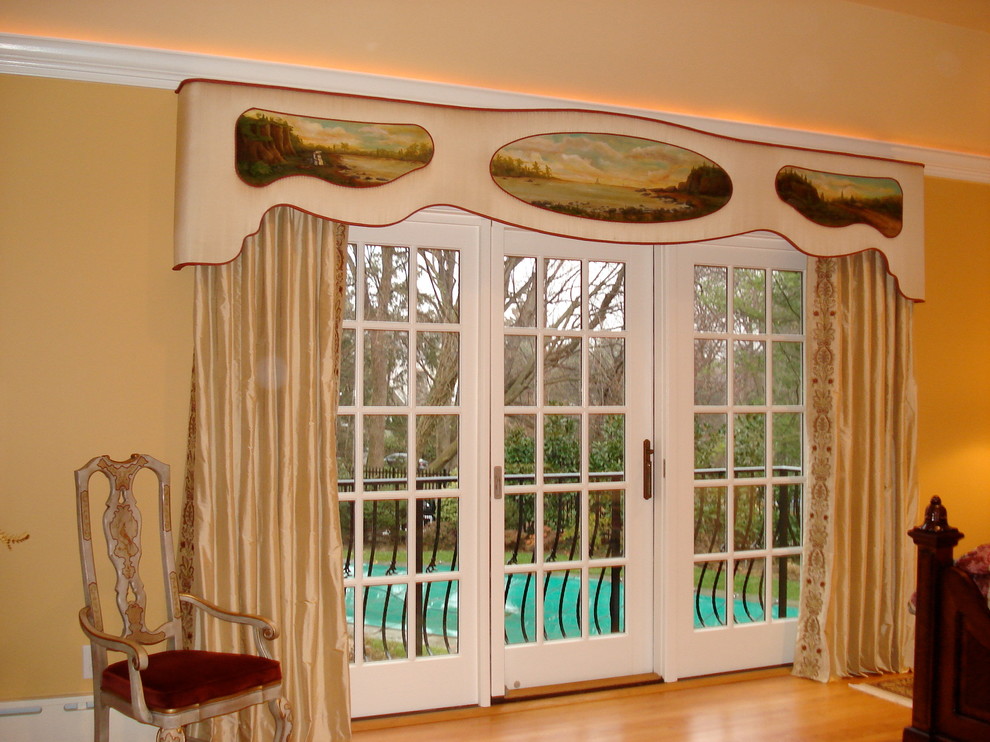 An elegant custom cornice board window treatment beautifully hand ...