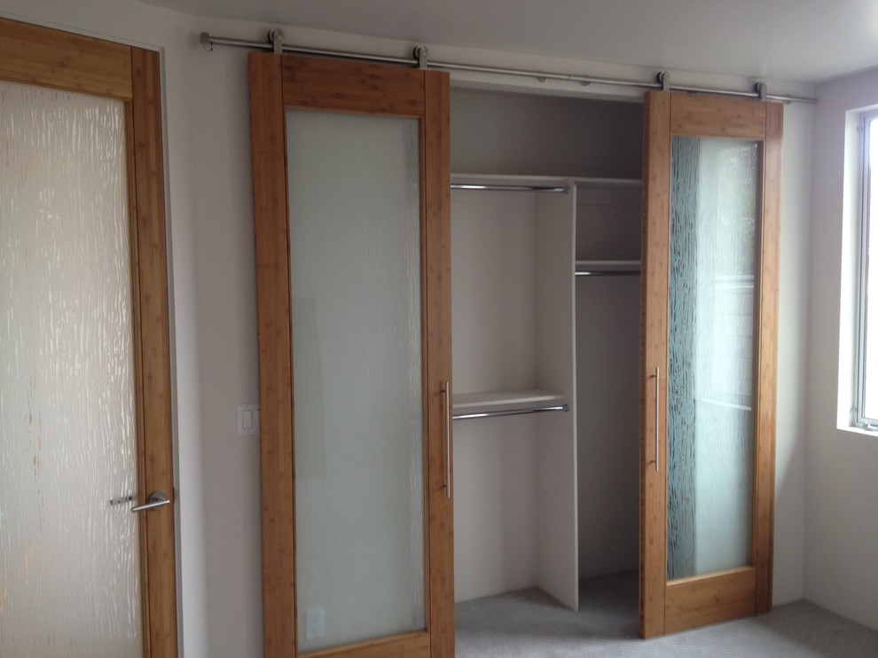 Bamboo door on barn door style hardware - Contemporary - Bedroom - San ...
