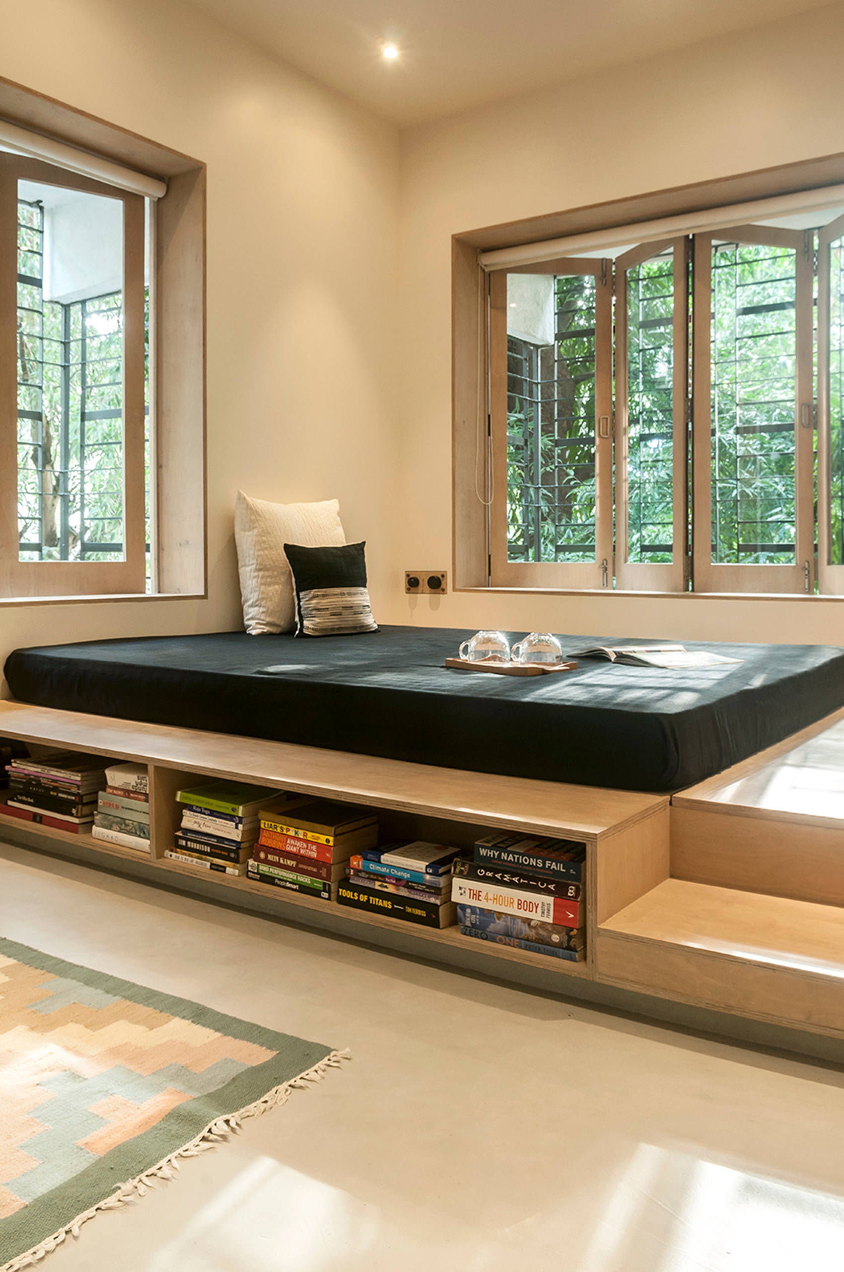 Platform bed with storage and stairs store