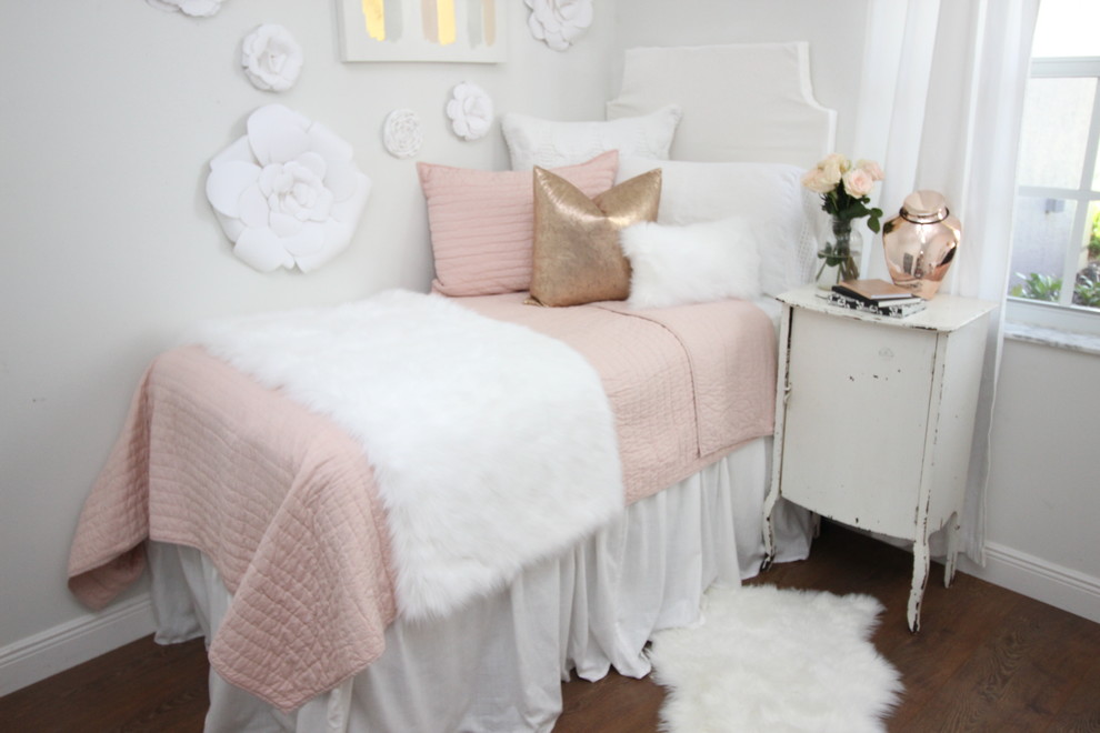 Blush Rose Gold And Faux Fur Dorm Room Bedding Bedroom Miami By