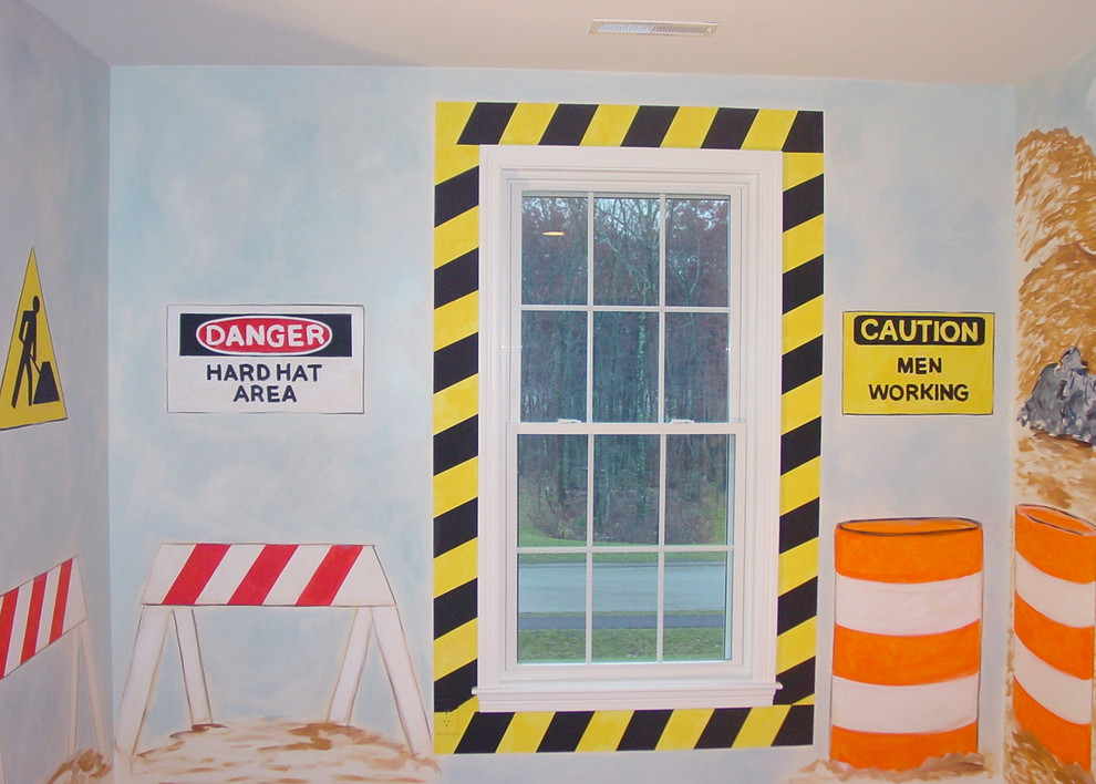 Boy's Room Truck Construction mural - Traditional - Bedroom - Boston ...