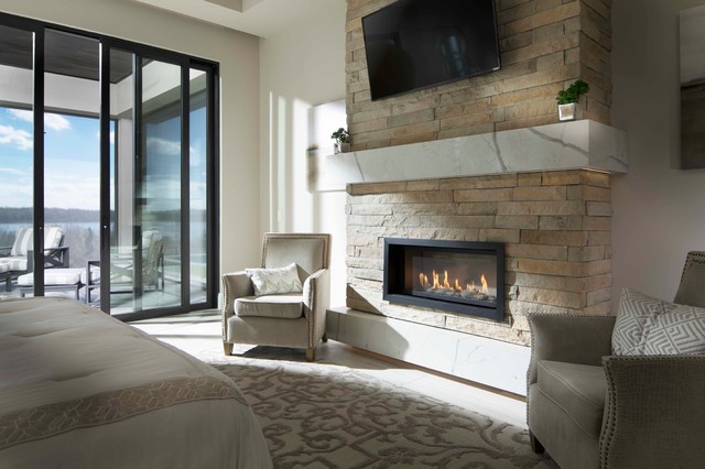 Canyon Stone's Strip Ledge Stone Veneer Fireplace - Bedroom - by Ply ...