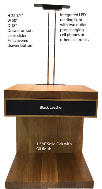 Custom Made Bed Side Tabel with LED Reading Light + Outlet ...