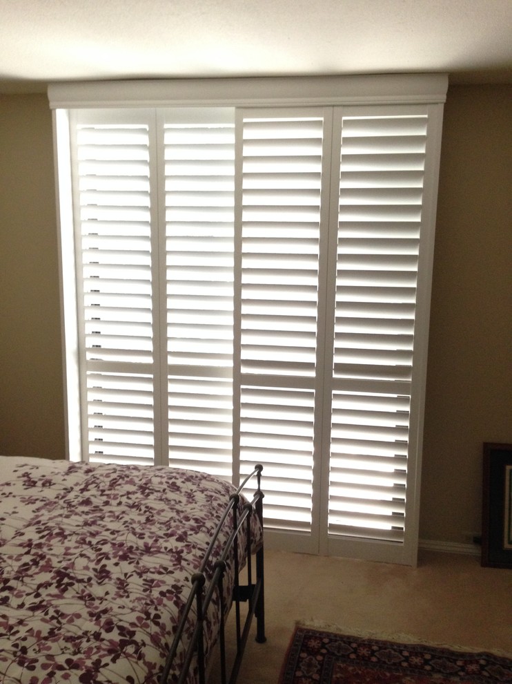 Custom Plantation Shutters on Sliding Doors - Traditional - Bedroom - Sacramento - by California ...