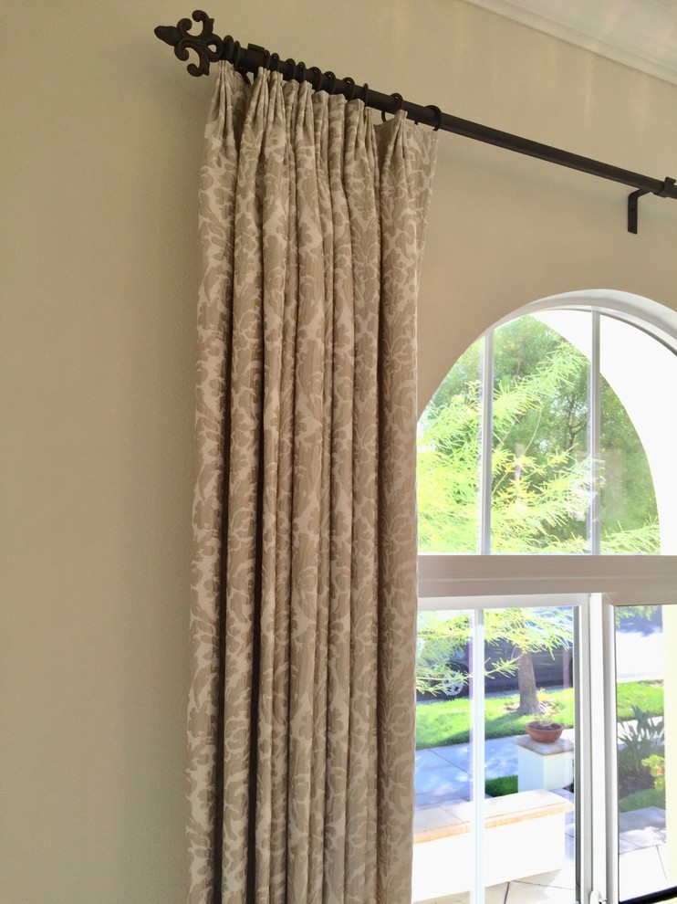 Damask Linen Color Drapery Panels - Transitional - Bedroom - Los ...