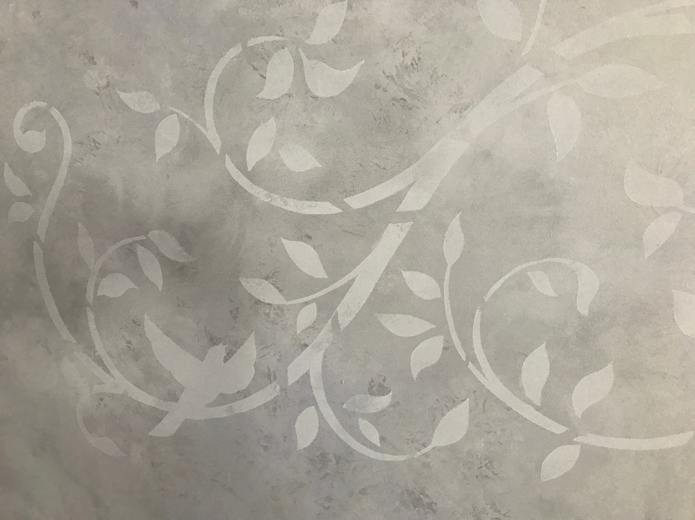 French Country Scroll and Leaf Stenciled Tray Ceiling - Traditional ...