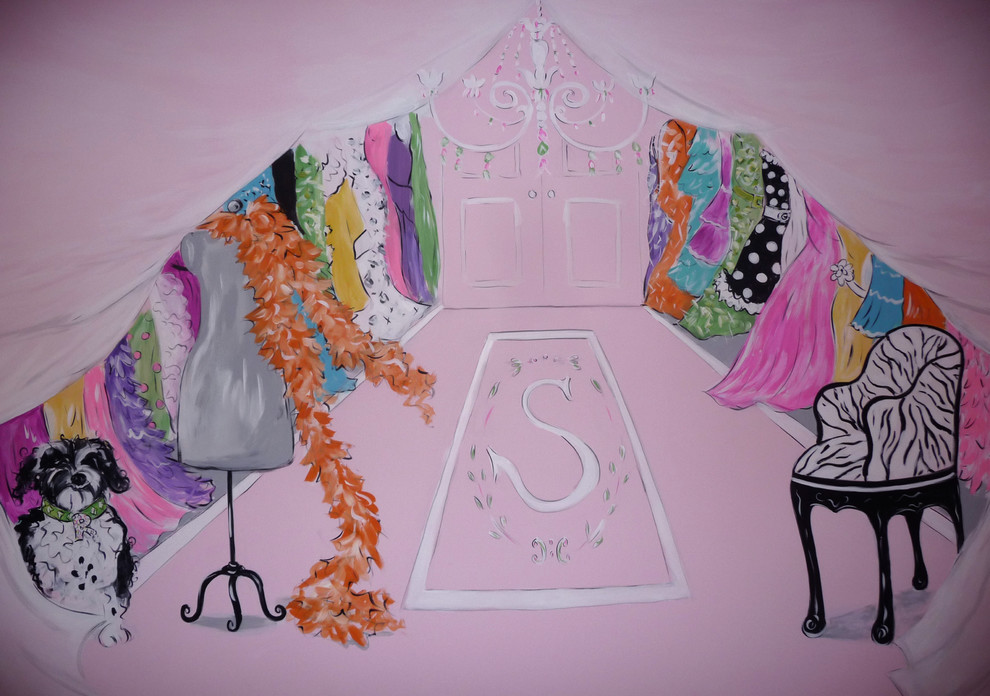 Girl's Room Mural Walk in Closet Shopping Mural - Traditional - Bedroom ...