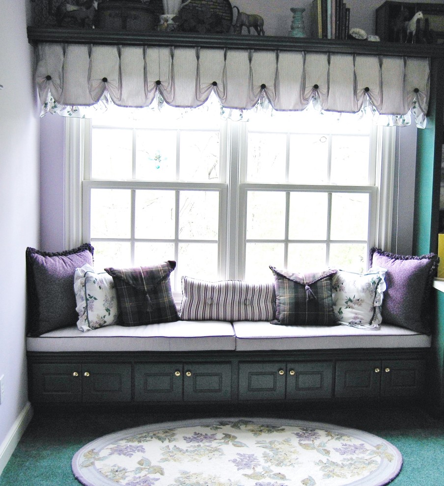 Girls Bedroom window seat, pillows, and valance - Traditional - Bedroom ...