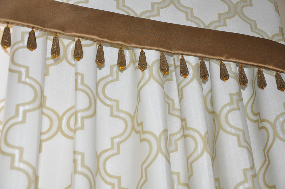Gold and White Draperies with Bronze Trim and Amber Beads ...