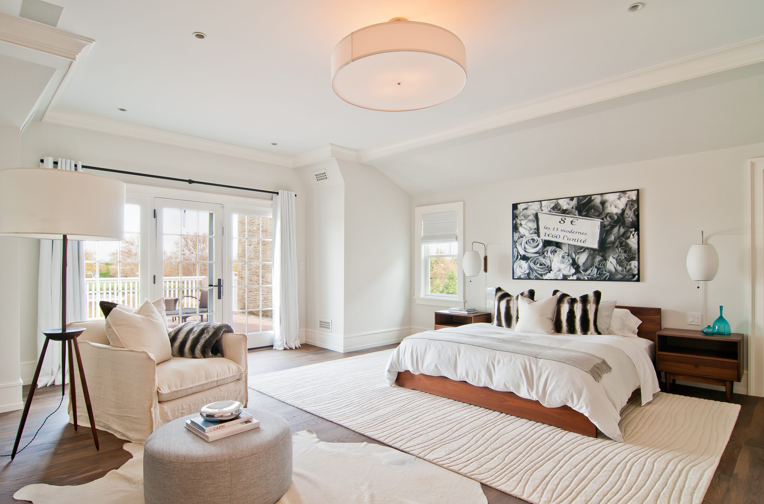 White and dark wood bedroom store