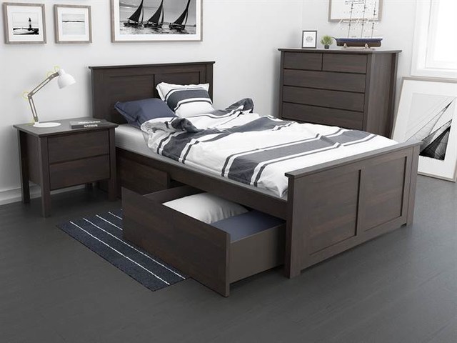 HARDWOOD KIDS KING SINGLE STORAGE BEDROOM SUITE 5PCE - Modern - Bedroom ...