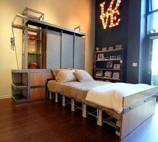 Industrial Wall Bed for San Francisco Loft - Industrial - Bedroom - San ...