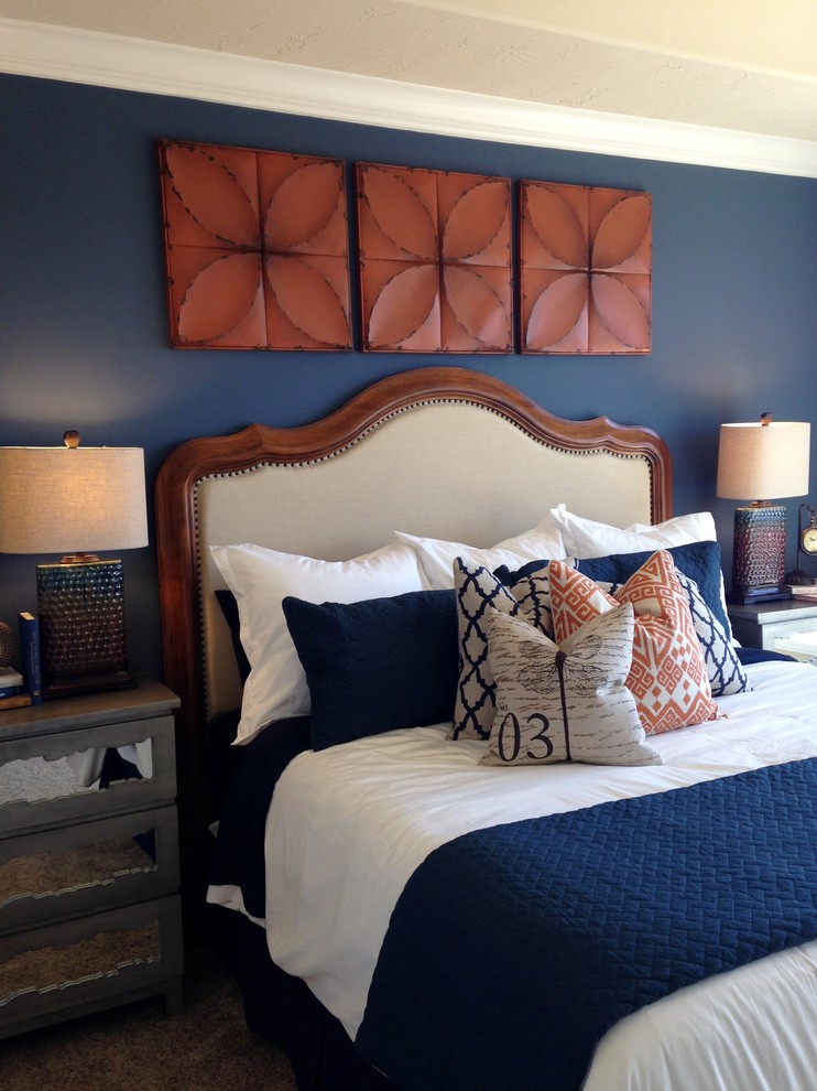 Interior Design - Canyon Lakes (Navy & Rust) - Transitional - Bedroom ...