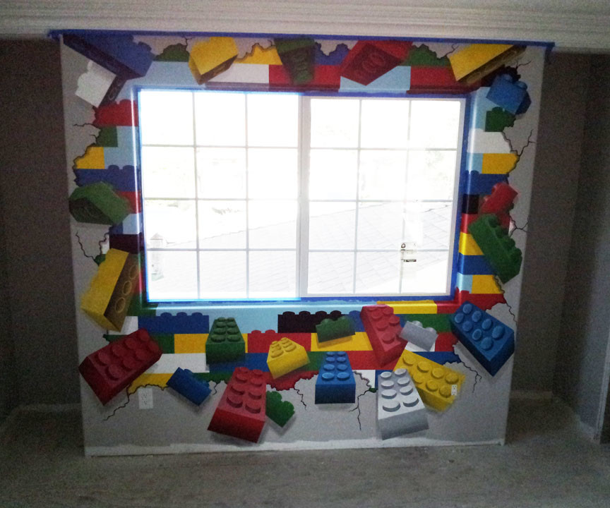 Lego Mural in Lego Themed Kid's Room - Contemporary - Bedroom - Los ...