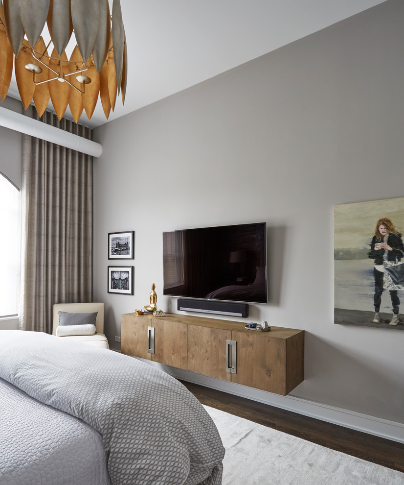 Master Bedroom With Floating Console Table - Contemporary - Bedroom ...