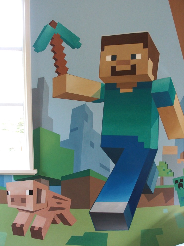 Minecraft mural - Bedroom - San Francisco - by Magpie Decorative ...
