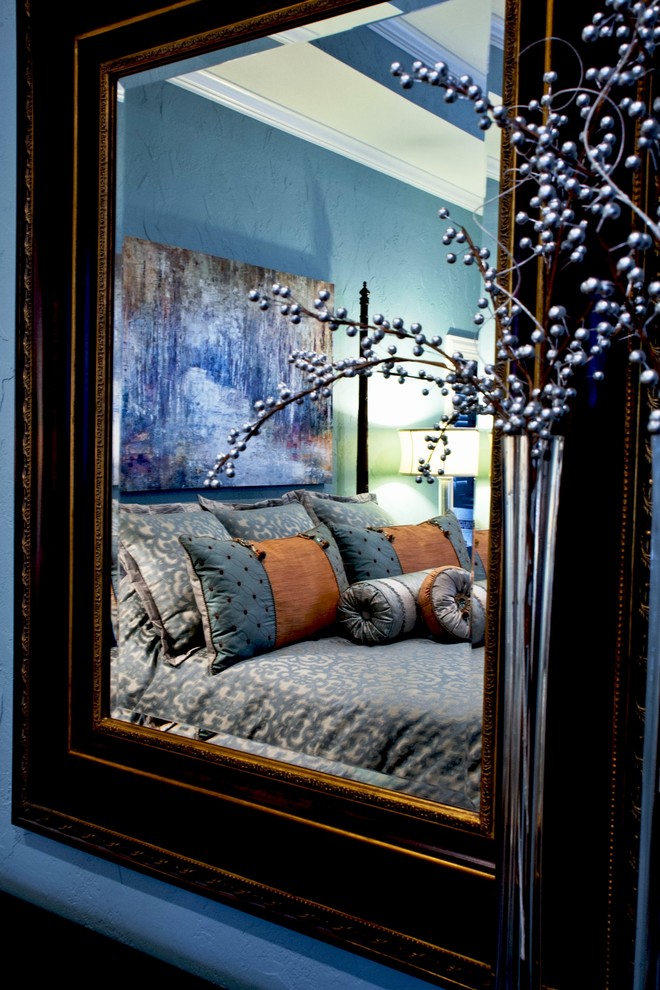 Misty Blue and Copper Master Bedroom - Traditional - Bedroom - Dallas ...