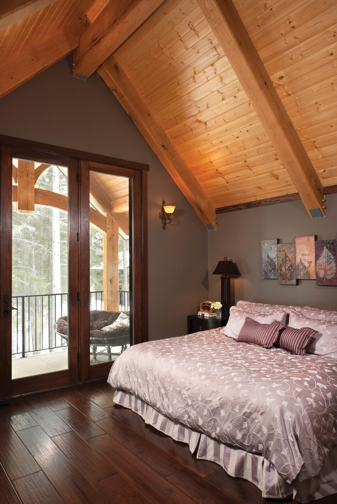Mountain Timber Frame Home in Canada - Master Bedroom - Rustic ...