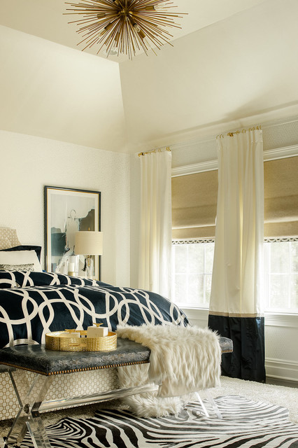 Navy and Gold Luxe Master Bedroom - Midcentury - Bedroom - New York ...