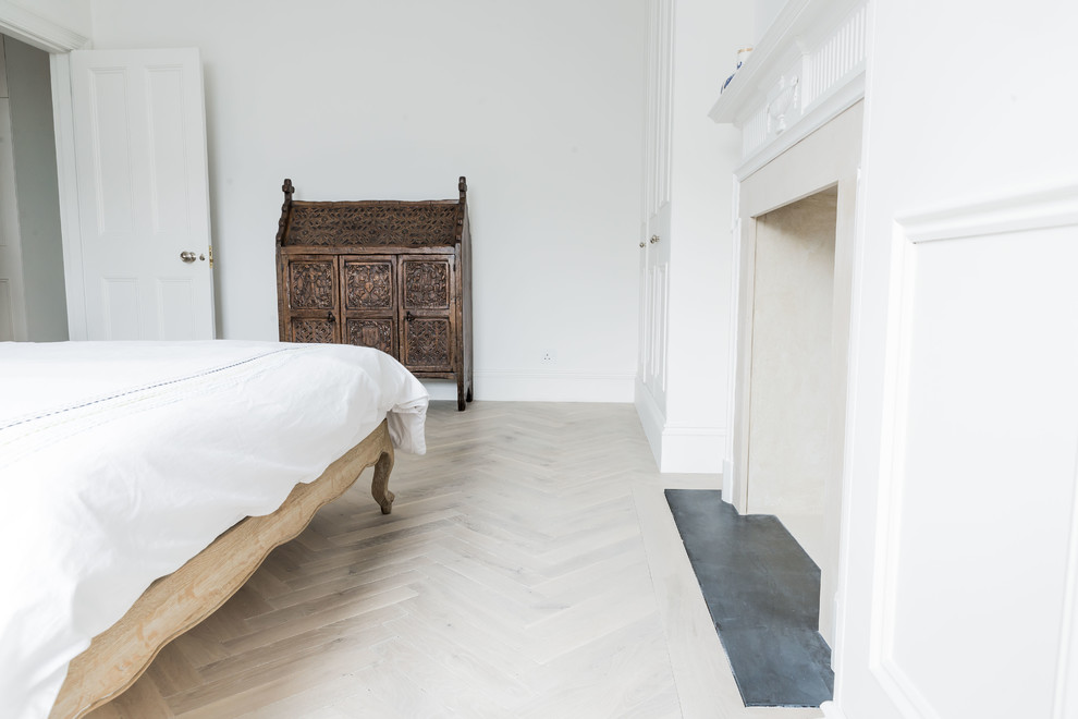 Oiled / White washed distressed oak parquet - Traditional - Bedroom ...