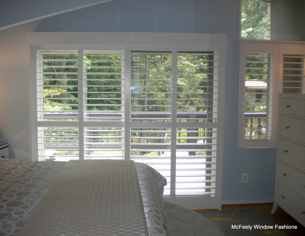 Patio Door Plantation Shutters - Severna Park, MD - McFeely Window Fashions - Bedroom ...