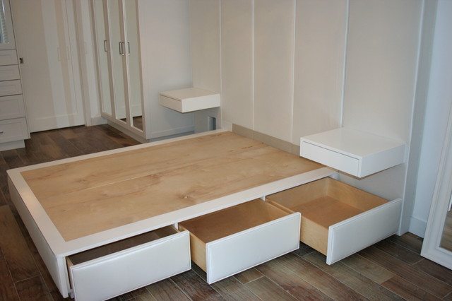 Platform Storage Bed with Headboard, Drawers - White - Modern - Bedroom ...