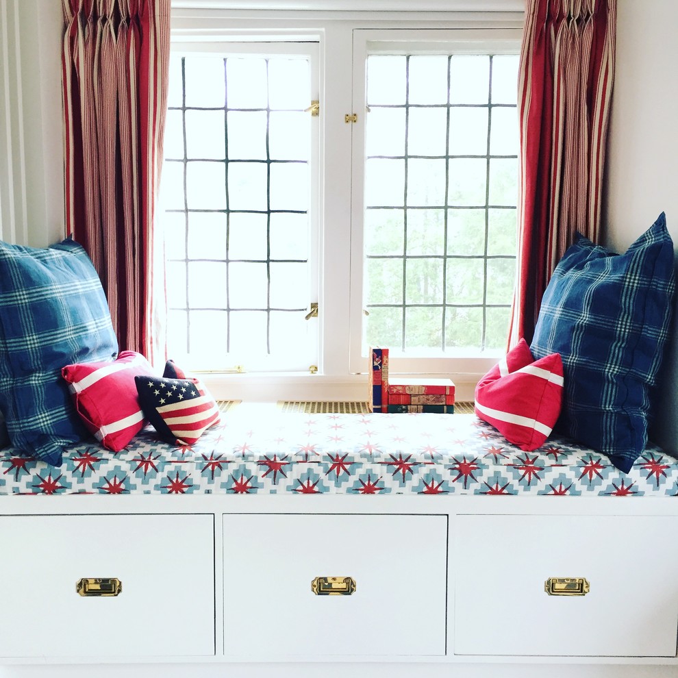 Red, White & Blue Book Nook - Farmhouse - Bedroom - New York - by Brass ...
