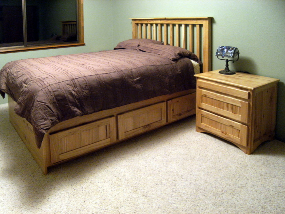 Rustic Hickory Captains Bed with Natural Finish - Bedroom - Other - by ...