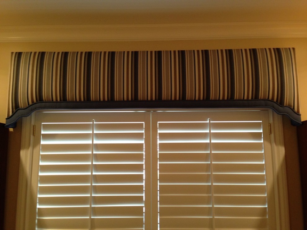 Shaped Upholstered Cornice with contrast inset - Traditional - Bedroom ...