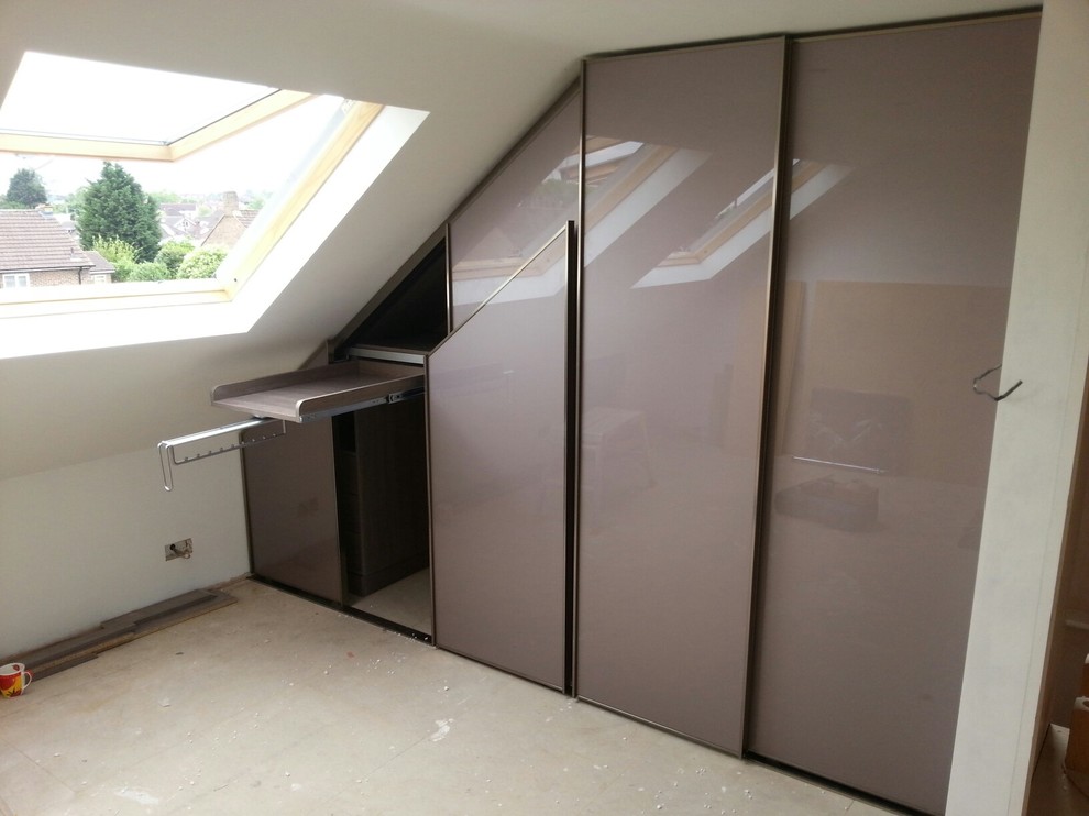 Sloping Ceiling Sliding Door Wardrobe with hidden spaces - Bedroom ...