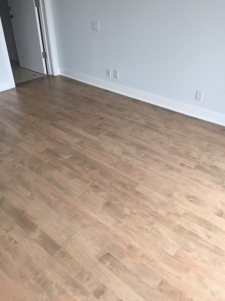 Solid Maple Strip Flooring Refinished with Grey Stain - Contemporary ...