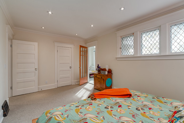 The master bedroom with windows - Transitional - Bedroom - Calgary - by ...