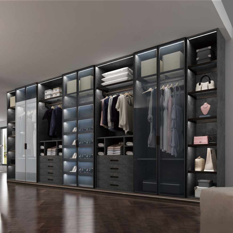 The Straight Shaped Wardrobe With Glass Fronts - Modern - Wardrobe ...