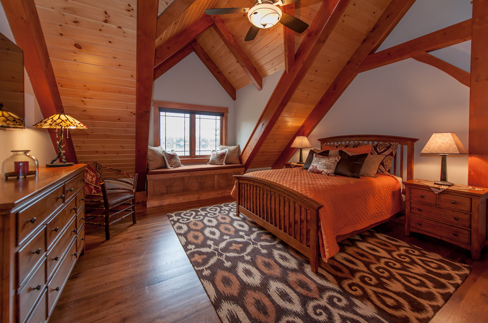 Timberframe Lake House - Guest Room - Rustic - Bedroom - Manchester ...